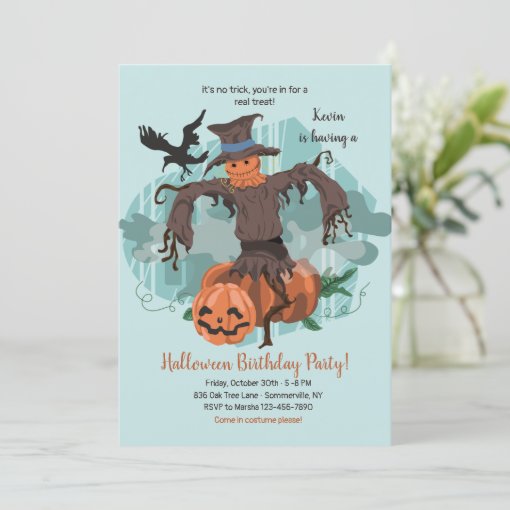 Scary Scarecrow Halloween Party Invitation | Zazzle