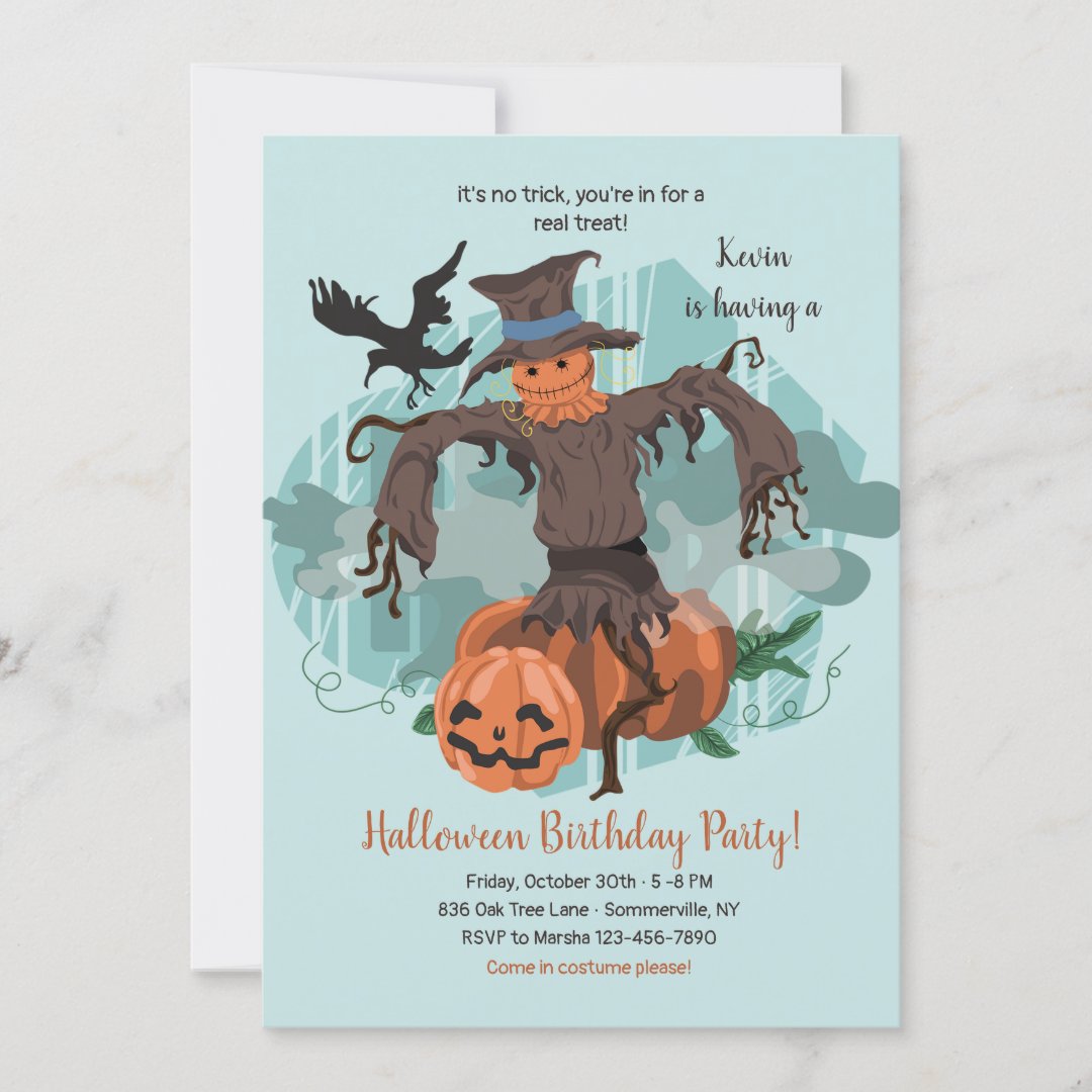 Scary Scarecrow Halloween Party Invitation | Zazzle