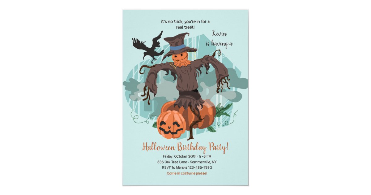 Scary Scarecrow Halloween Party Invitation | Zazzle.com