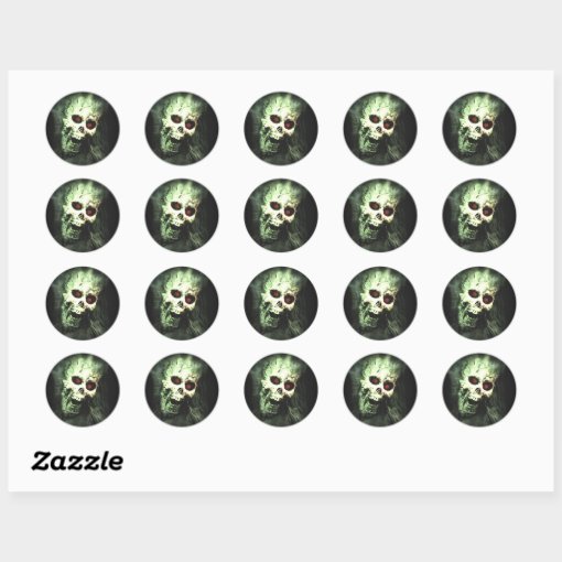 Scary screaming skull classic round sticker | Zazzle