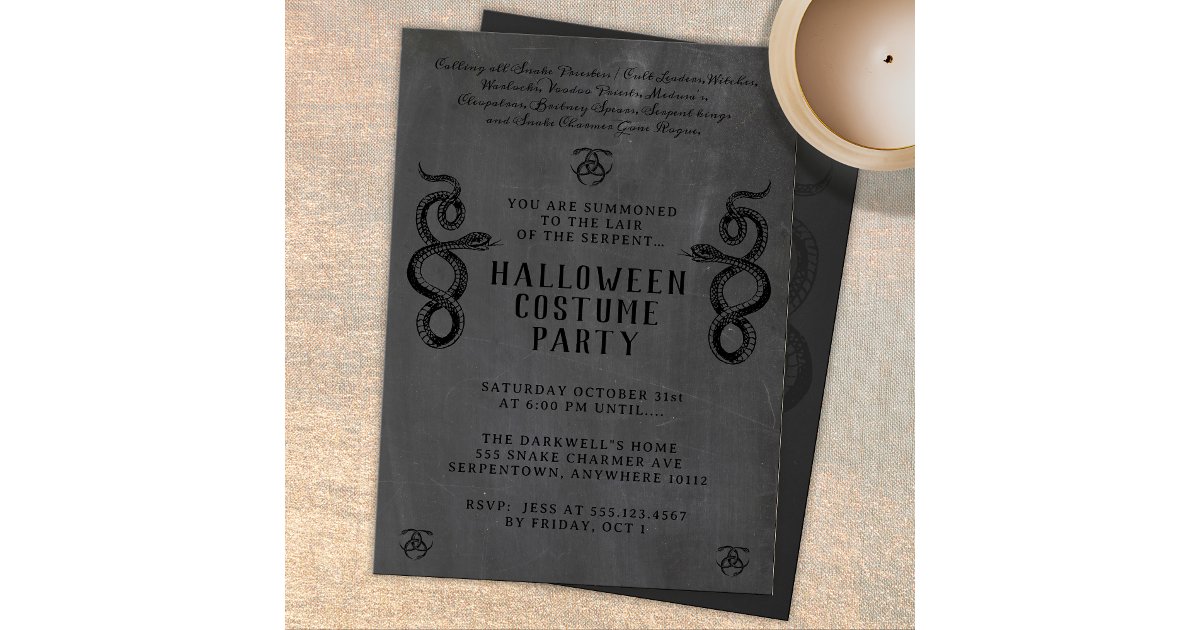 Scary Serpent Adult Halloween Party Invitation | Zazzle