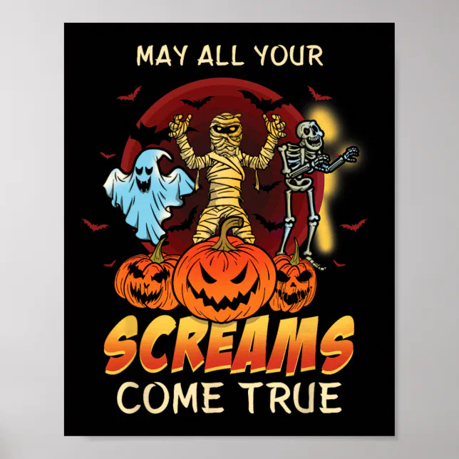 Scary Skeleton Monsters Ghost Funny Lazy Creepy Ha Poster | Zazzle