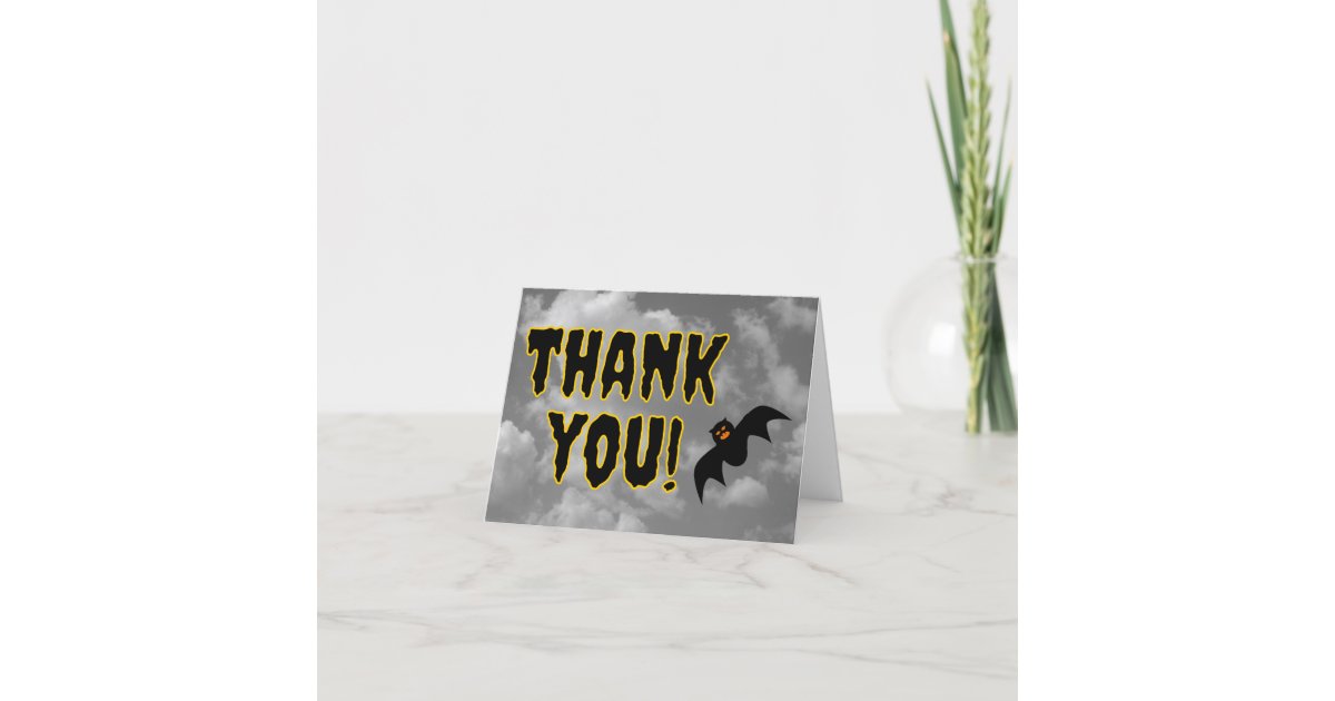 Scary, Spooky, Bat, Halloween Style "THANK YOU!" Thank You Card ...