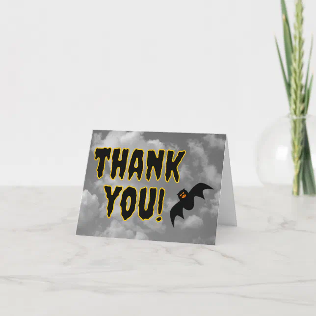 Scary, Spooky, Bat, Halloween Style "THANK YOU!" Thank You Card | Zazzle