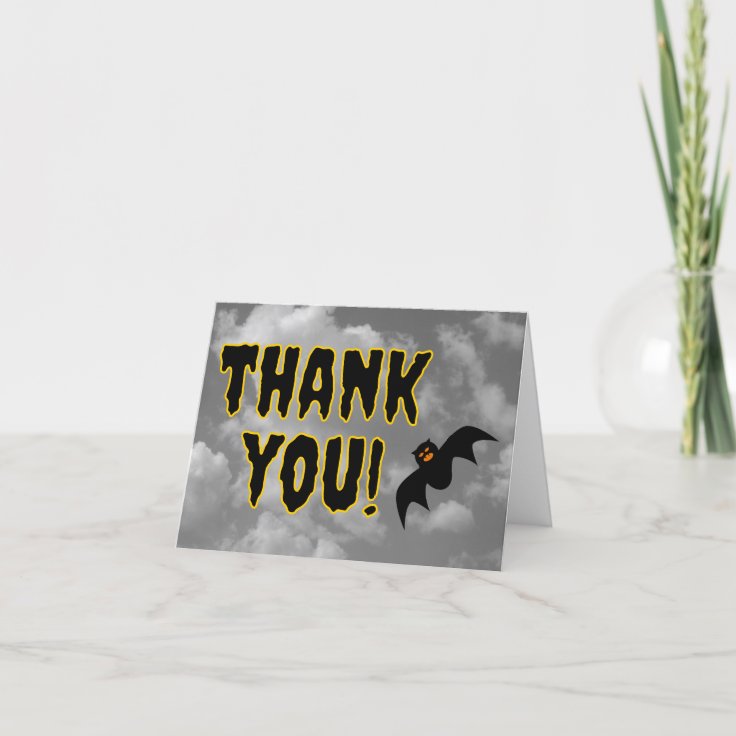Scary, Spooky, Bat, Halloween Style "THANK YOU!" Thank You Card | Zazzle