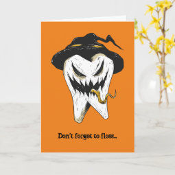 Scary Tooth Dentist Halloween Card | Zazzle