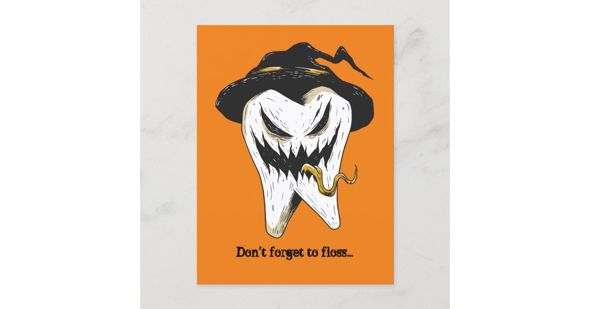 Scary Tooth Dentist Halloween Postcard | Zazzle