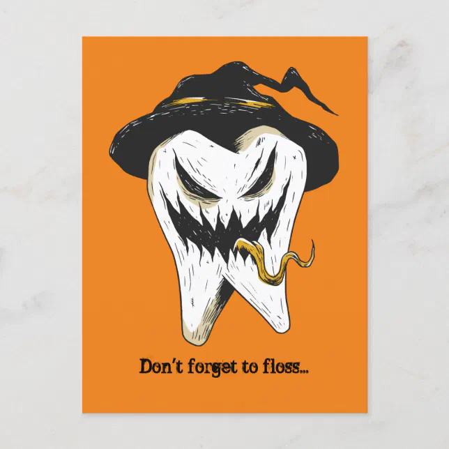 Scary Tooth Dentist Halloween Postcard | Zazzle