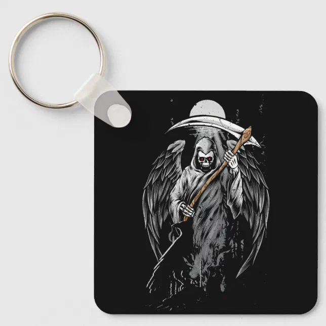 Scary Valhalla Grim Reaper Death Scythe Grunge Hor Keychain | Zazzle