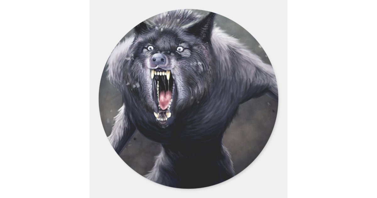 scary werewolf classic round sticker | Zazzle