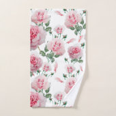 Scatter Pink Roses Pattern Bath Towel Set | Zazzle