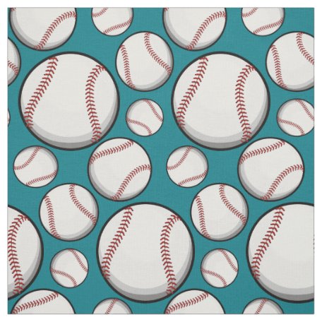 Scattered Softball Balls Fabric | Zazzle