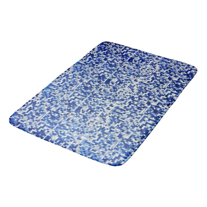 Scattered many small squares, shades of blue white bath mat | Zazzle.com
