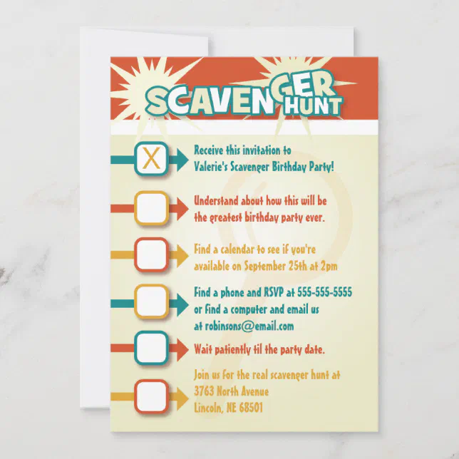 Scavenger Hunt Invitation | Zazzle