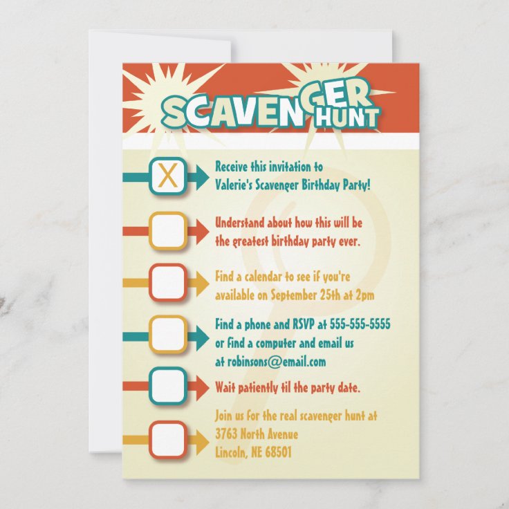 Scavenger Hunt Invitation | Zazzle