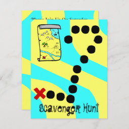 Scavenger Hunt Map Party Theme Invitations | Zazzle