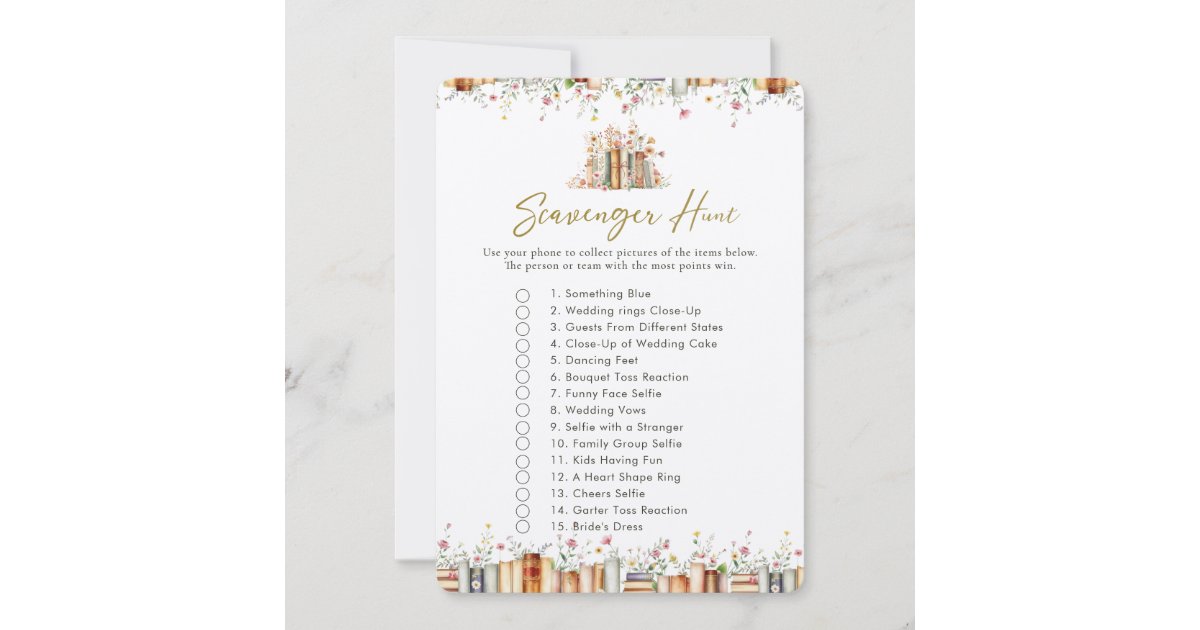 Scavenger Hunt New Chapter Bridal Shower Game | Zazzle