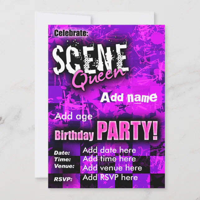 Scene Queen Birthday Party Invitation | Zazzle