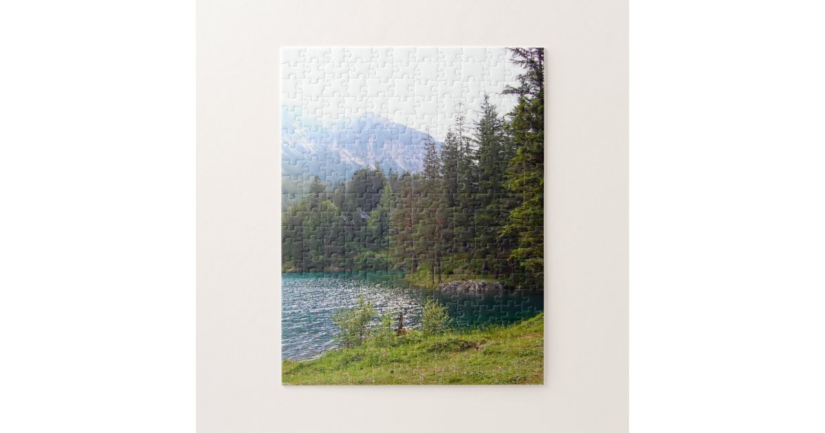 Scenic Alpine Forrest and Lake Jigsaw Puzzle | Zazzle