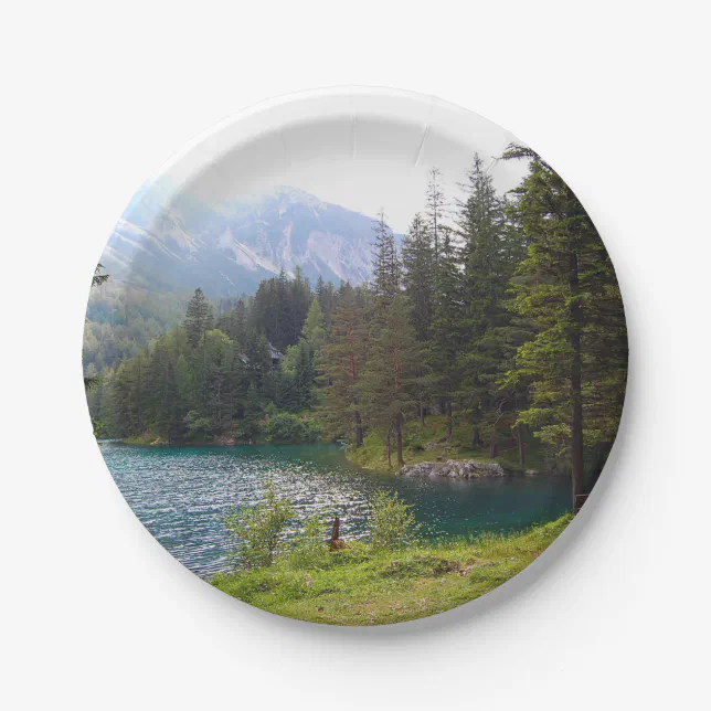 Scenic Alpine Forrest and Lake Paper Plates | Zazzle