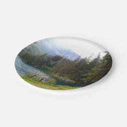 Scenic Alpine Forrest and Lake Paper Plates | Zazzle