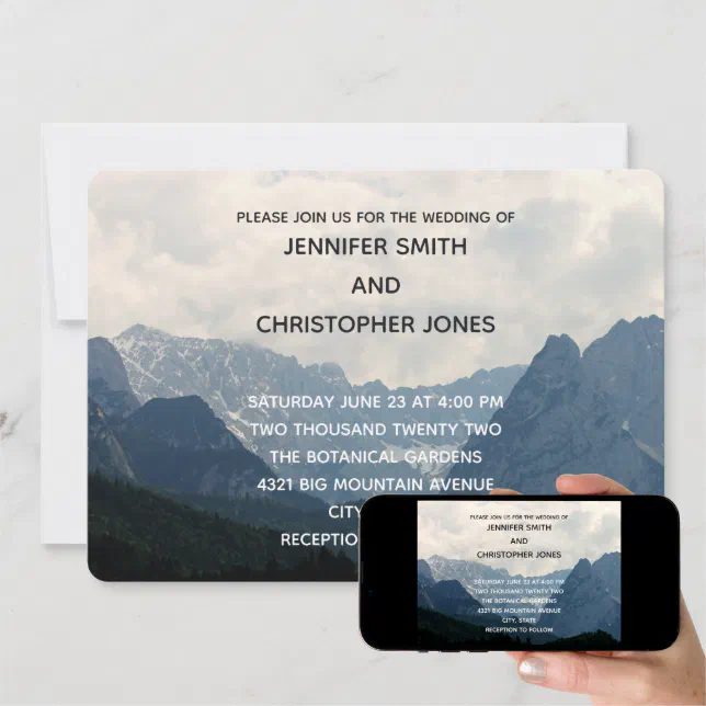 Scenic Alpine Mountains Nature Photo Wedding Invitation | Zazzle