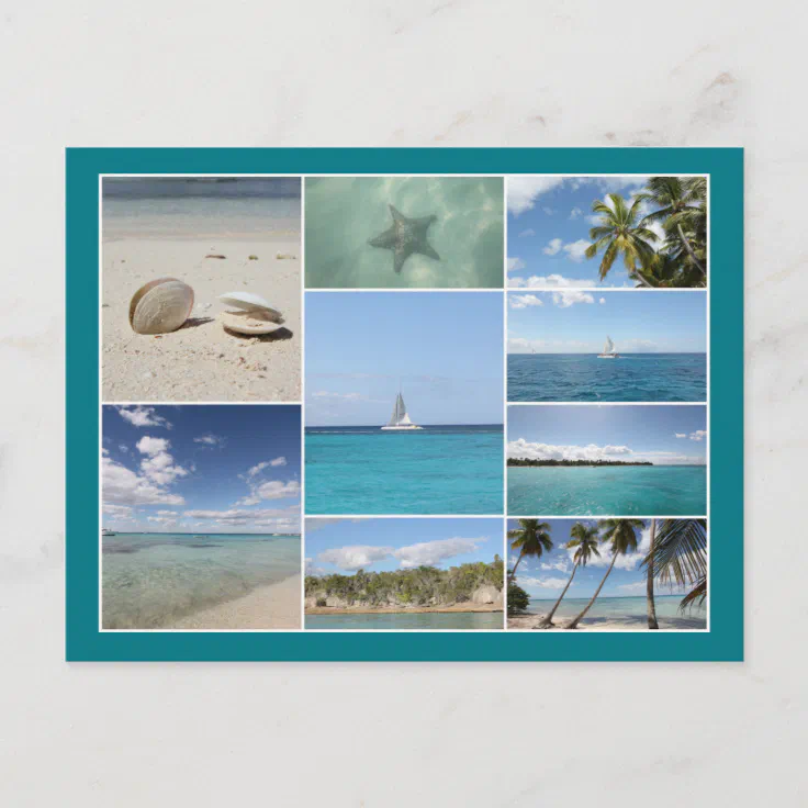 Scenic Caribbean Photo Collage Postcard | Zazzle