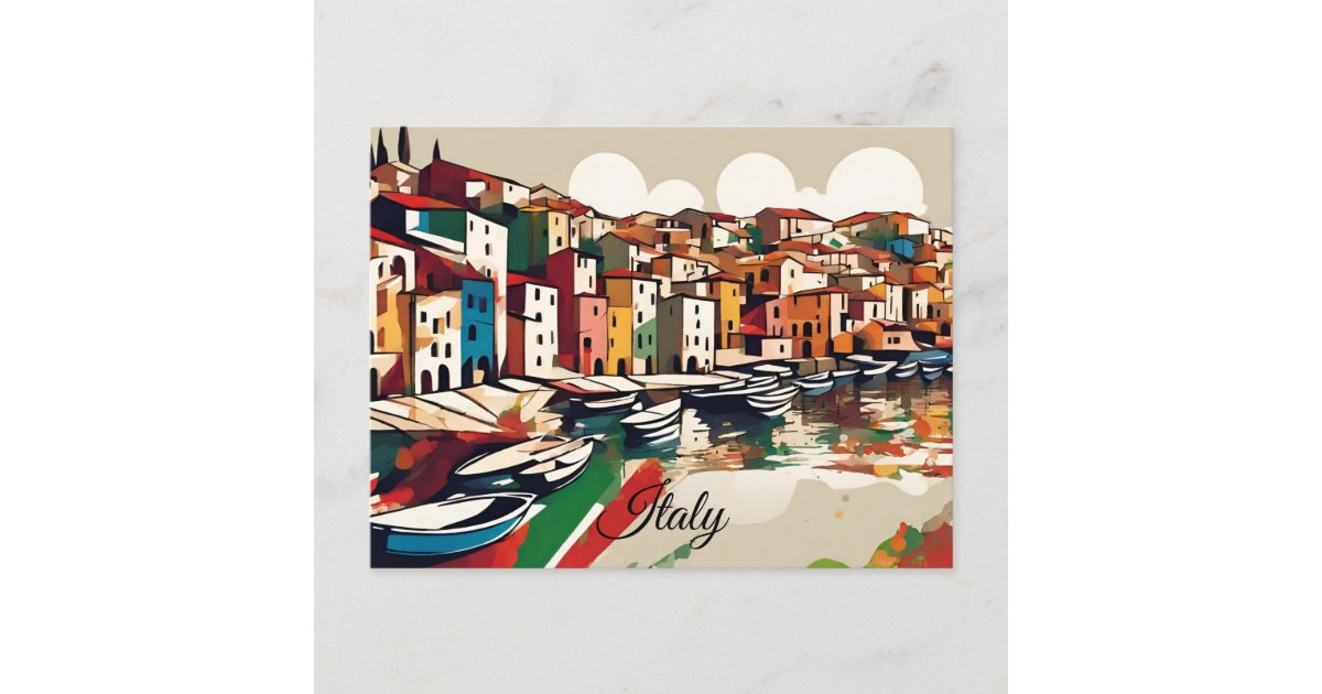 Scenic Italy Mediterranean Coast Flag Colors Postcard | Zazzle