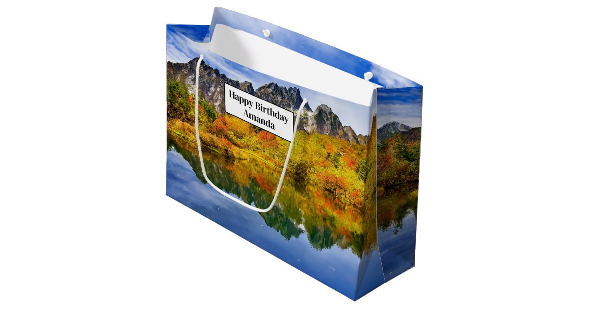 Scenic Landscape Forest and Mountains Birthday Large Gift Bag | Zazzle