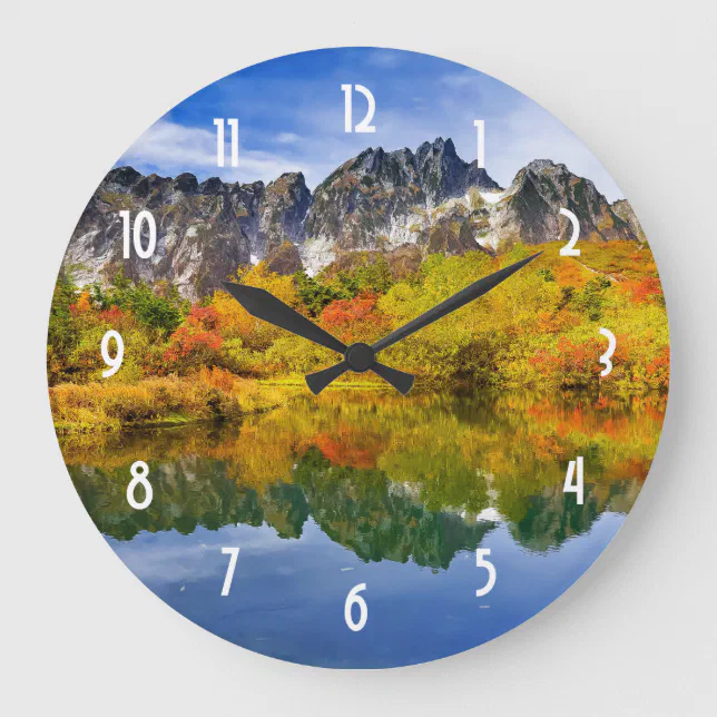 Scenic Landscape Forest and Mountains Large Clock | Zazzle