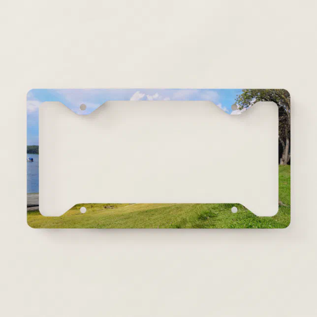 Scenic Landscape, Sky, Clouds, Grass and Water License Plate Frame | Zazzle