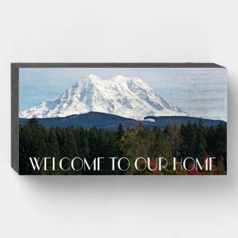 Scenic Mount Rainer Landscape Welcome Wooden Box Sign | Zazzle