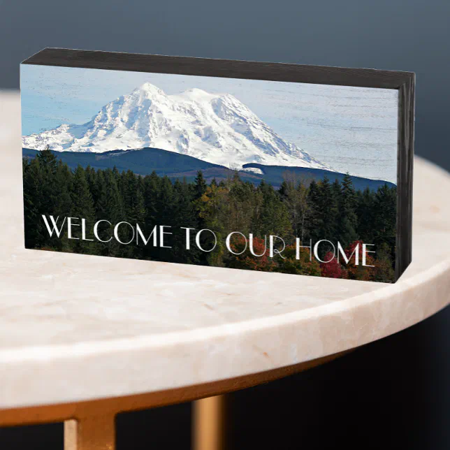 Scenic Mount Rainer Landscape Welcome Wooden Box Sign | Zazzle