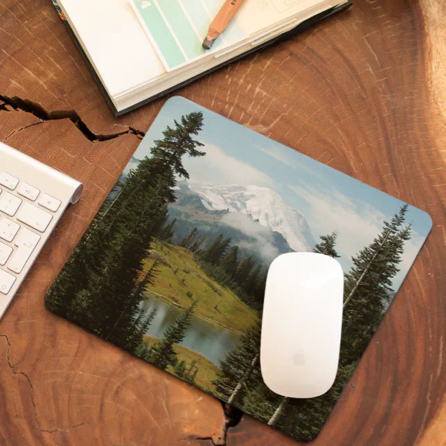 Scenic Mount Rainier Landscape Photo Mouse Pad | Zazzle