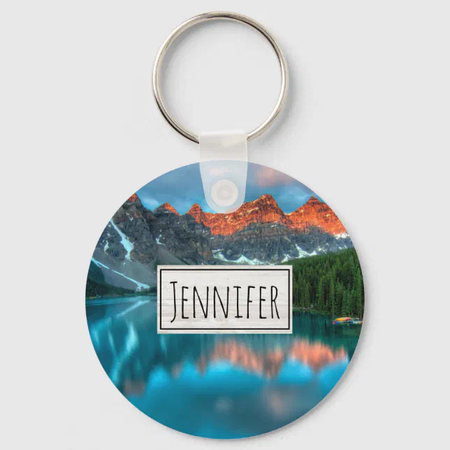 Scenic Mountain & Lake Landscape Photograph Keychain | Zazzle