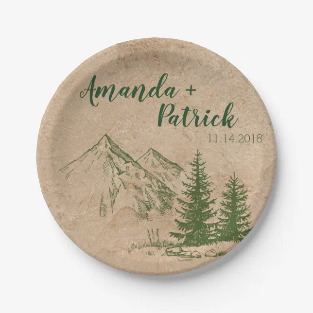 Scenic Mountain Range Wedding Paper Plate | Zazzle