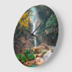 Scenic Nature Fantasy Waterfall Large Clock | Zazzle