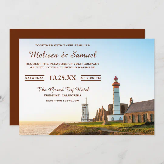 Scenic Nautical Lighthouse Wedding Invitation | Zazzle.com