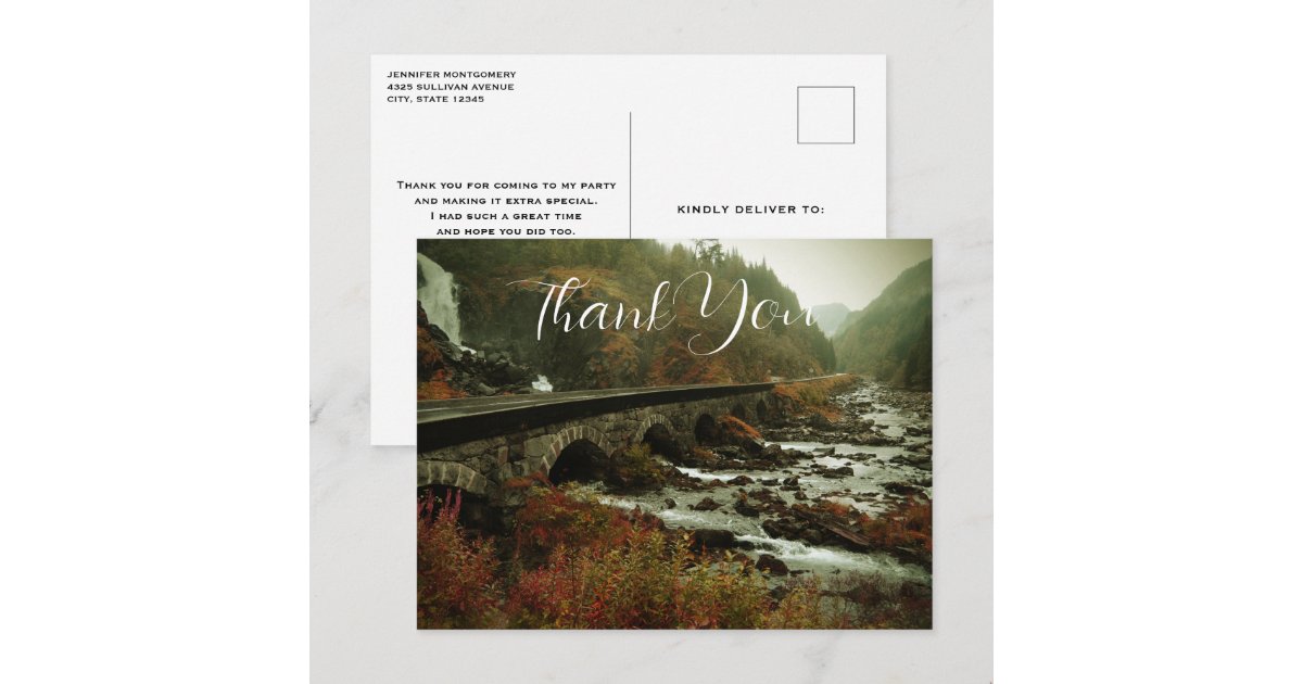Scenic Photo Waterfalls and Forest Thank You Postcard | Zazzle
