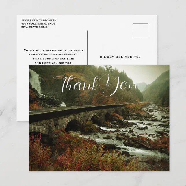 Scenic Photo Waterfalls and Forest Thank You Postcard | Zazzle