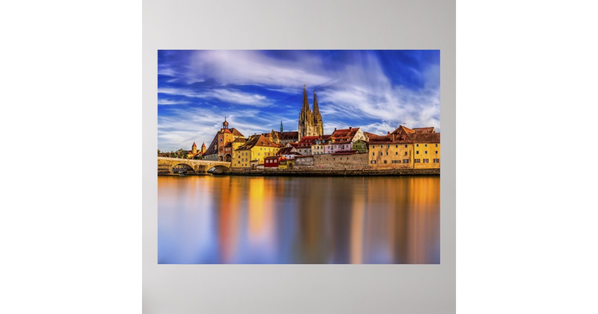Scenic Regensburg River View Poster | Zazzle