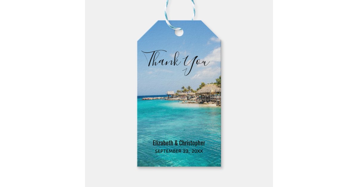 Scenic Tropical Beach Island Photo Thank You Gift Tags | Zazzle