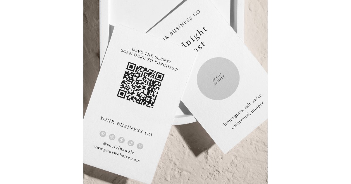 Scent Sample Fragrance Tester White QR Code Card | Zazzle
