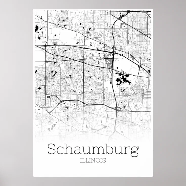 Schaumburg Map - Illinois - City Map Poster | Zazzle
