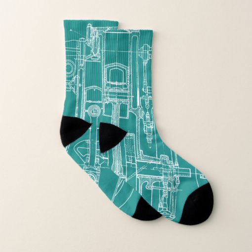 SCHEMATICIC BLUEPRINT DESIGN ENGINEER ENGINEERING SOCKS | Zazzle