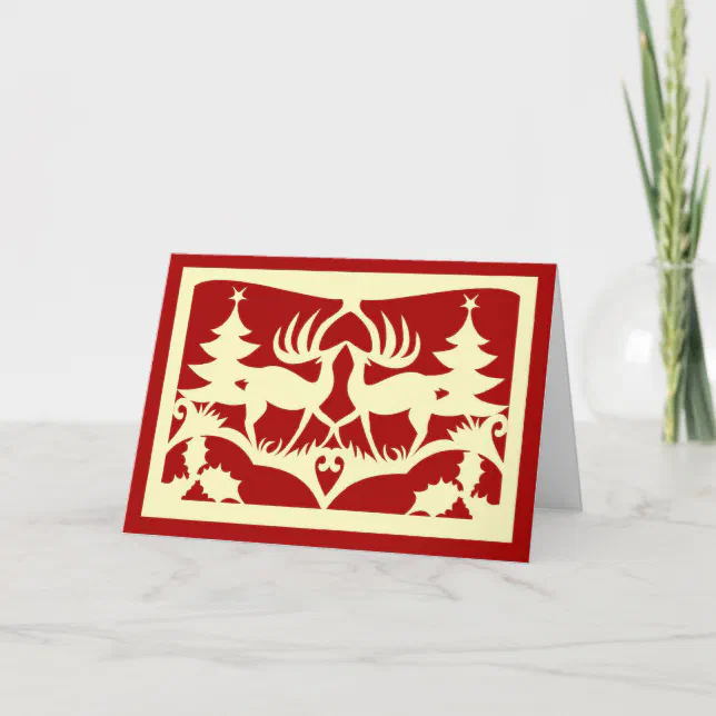 Scherenschnitte Christmas Holiday Card | Zazzle