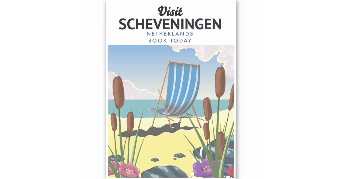 Scheveningen Netherlands beach poster Sticker | Zazzle