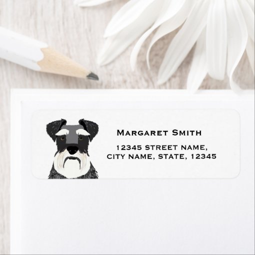 schnauzer dog return address label | Zazzle