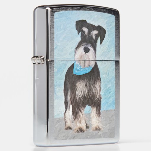 Schnauzer (Miniature) Painting - Cute Original Dog Zippo Lighter | Zazzle