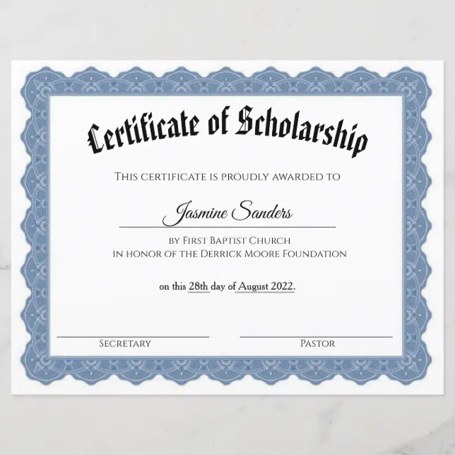 Scholarship Certificate | Zazzle